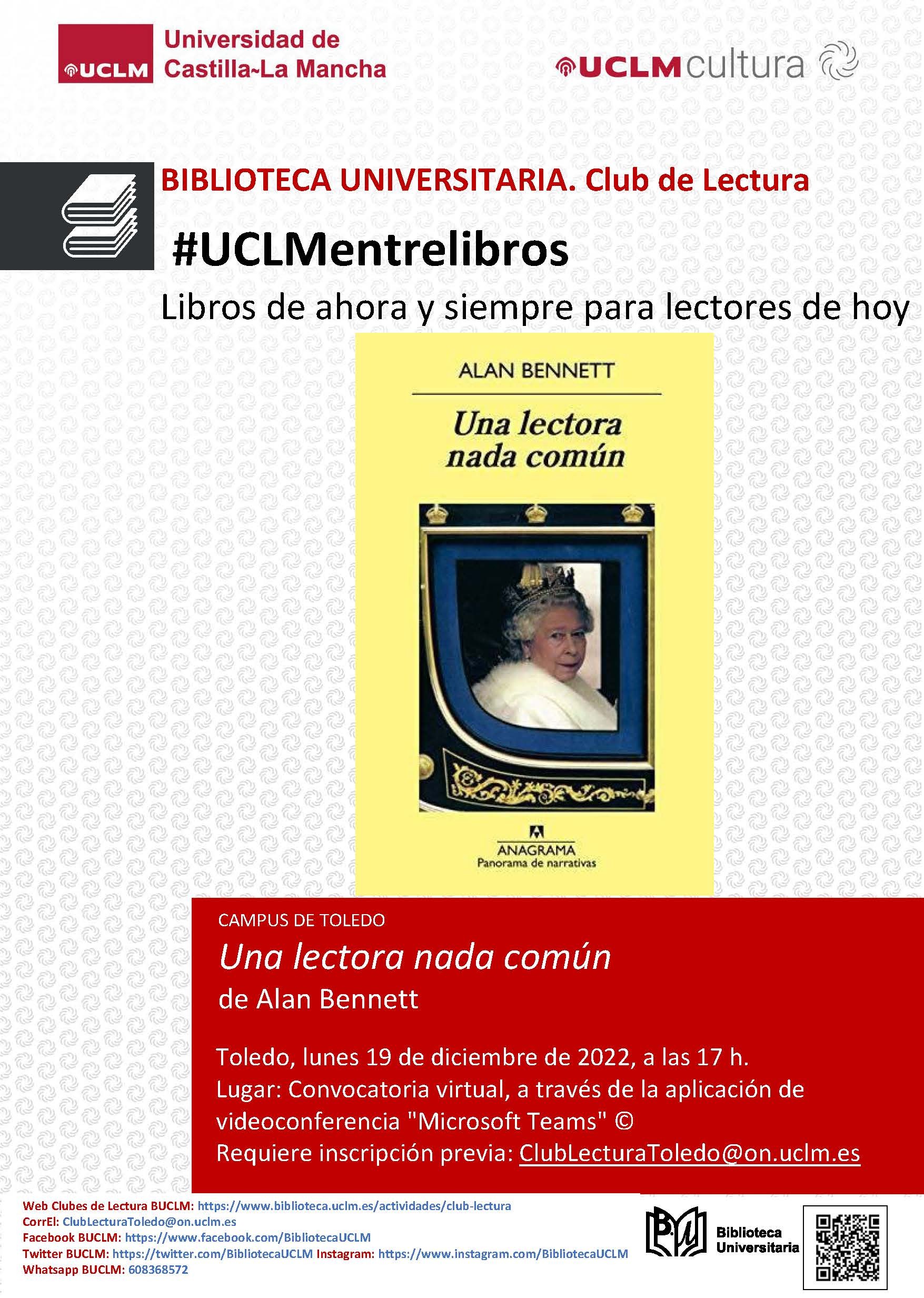 Reunión Club de Lectura BUCLM Toledo: "Una lectora nada común" - Inicio